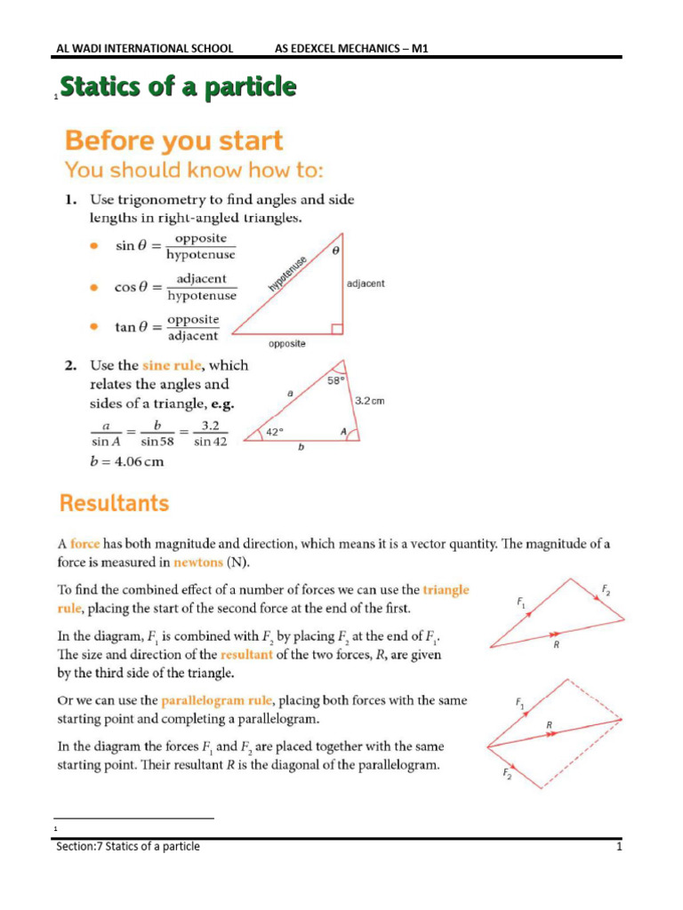 Statics of A Particle CH 7 M1 SOLVED | PDF | Mechanics | Mechanical ...