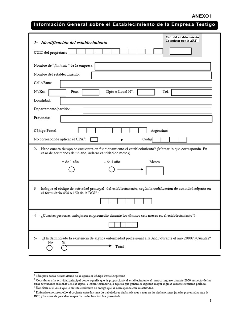 Resolución SRT 2000-700 - Anexo 1 | PDF