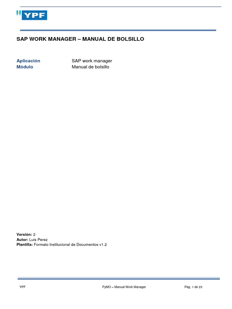 Manual SAP Work Manager YPF | PDF | Internet | Servidor (Computación)