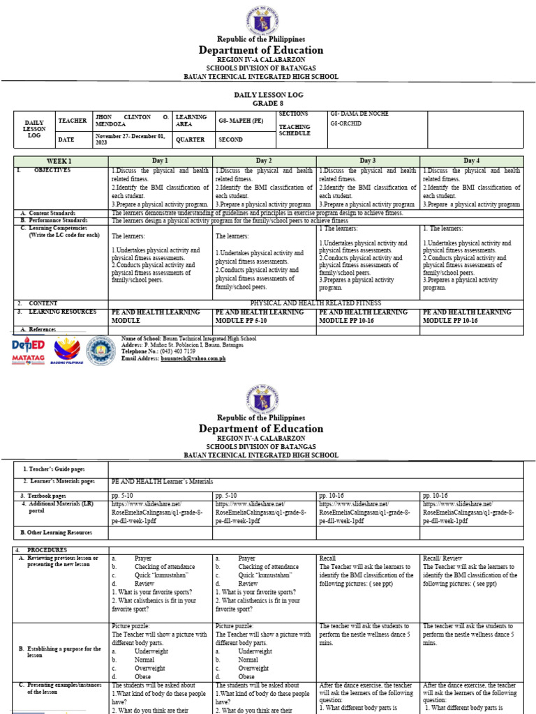 Q1 Week 2 Pe Pdf Microsoft Power Point Physical Fitness