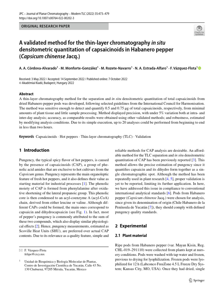 A Validated Method For The Thin Layer Chromatography in Situ ...