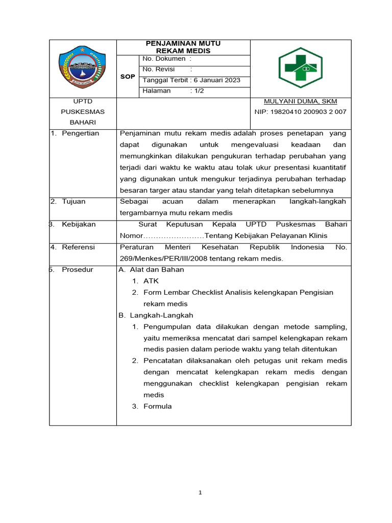 Sop Penjaminan Mutu | PDF | Pengembangan Diri | Kesehatan Holistik