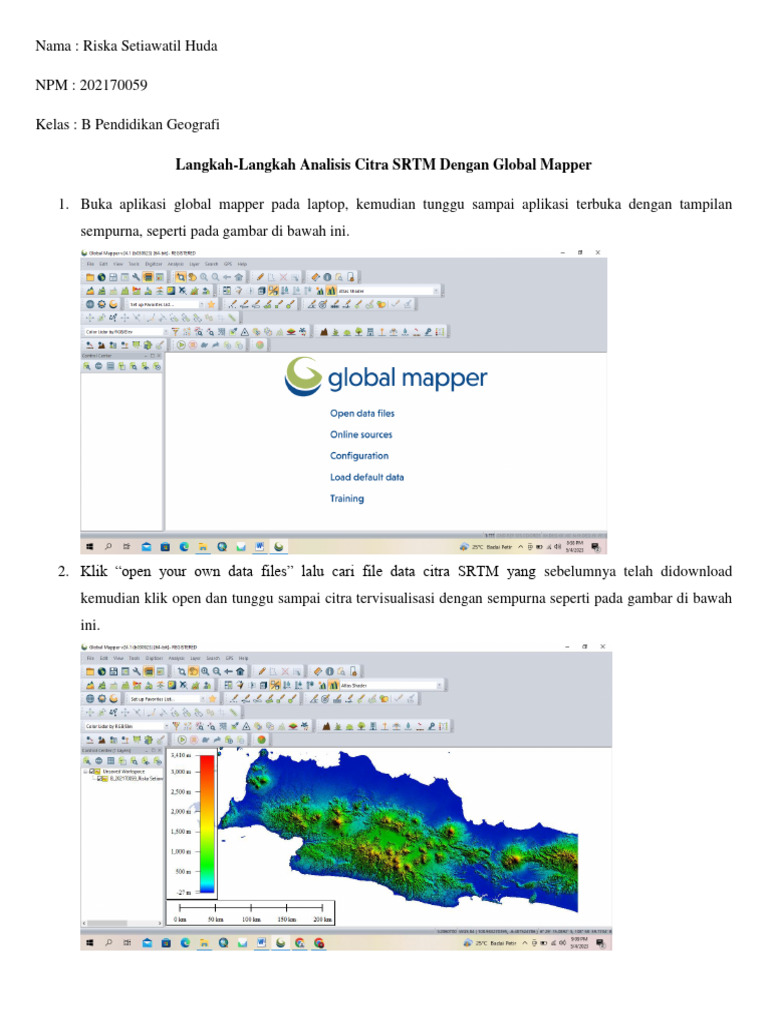 Tugas Analisis Citra SRTMGlobal Mapper | PDF