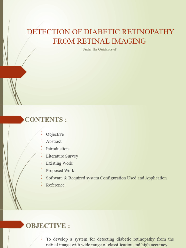 Detection of Diabetic Retinopathy From Retinal Imaging: Under The ...