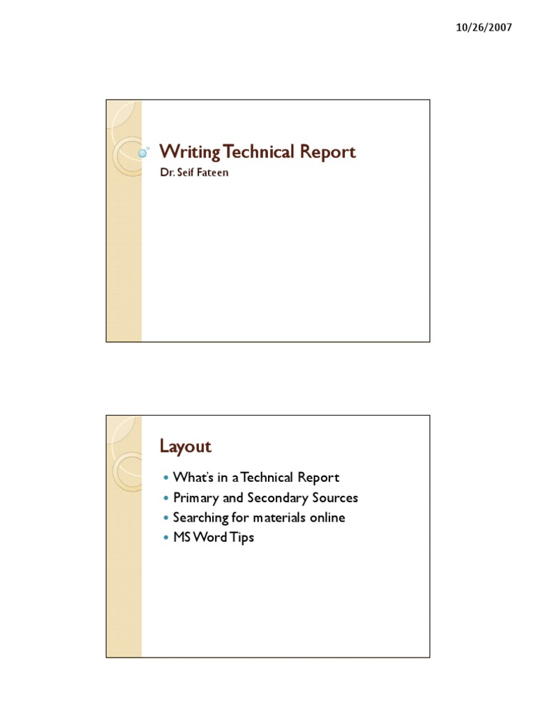 Writing Technical Report | PDF | Citation | Abstract (Summary)