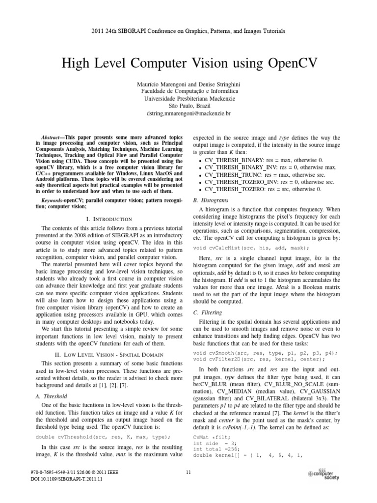 High Level Computer Vision Using Opencv | PDF | Principal Component ... High Level Computer Vision Using Opencv | PDF | Principal Component ...