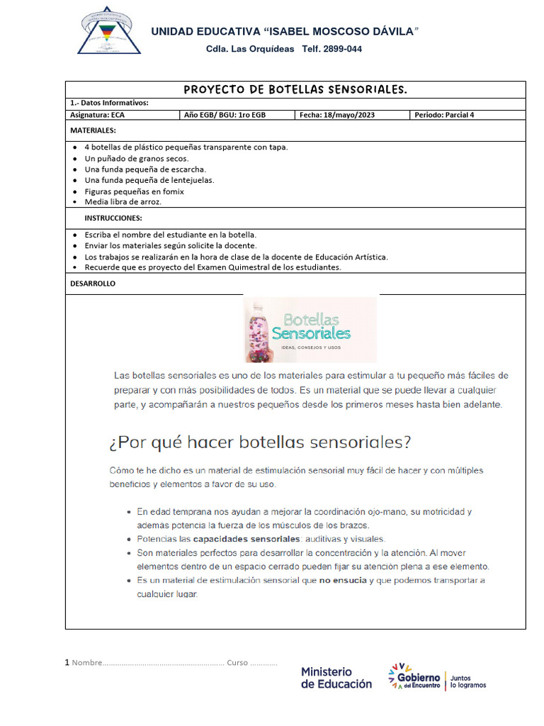 Ac. Botellas Sensoriales | PDF