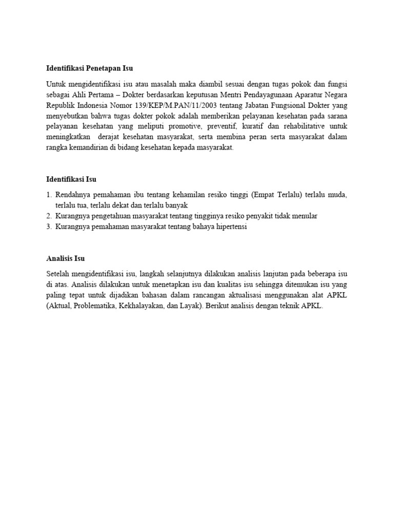 Identifikasi Penetapan Isu | PDF