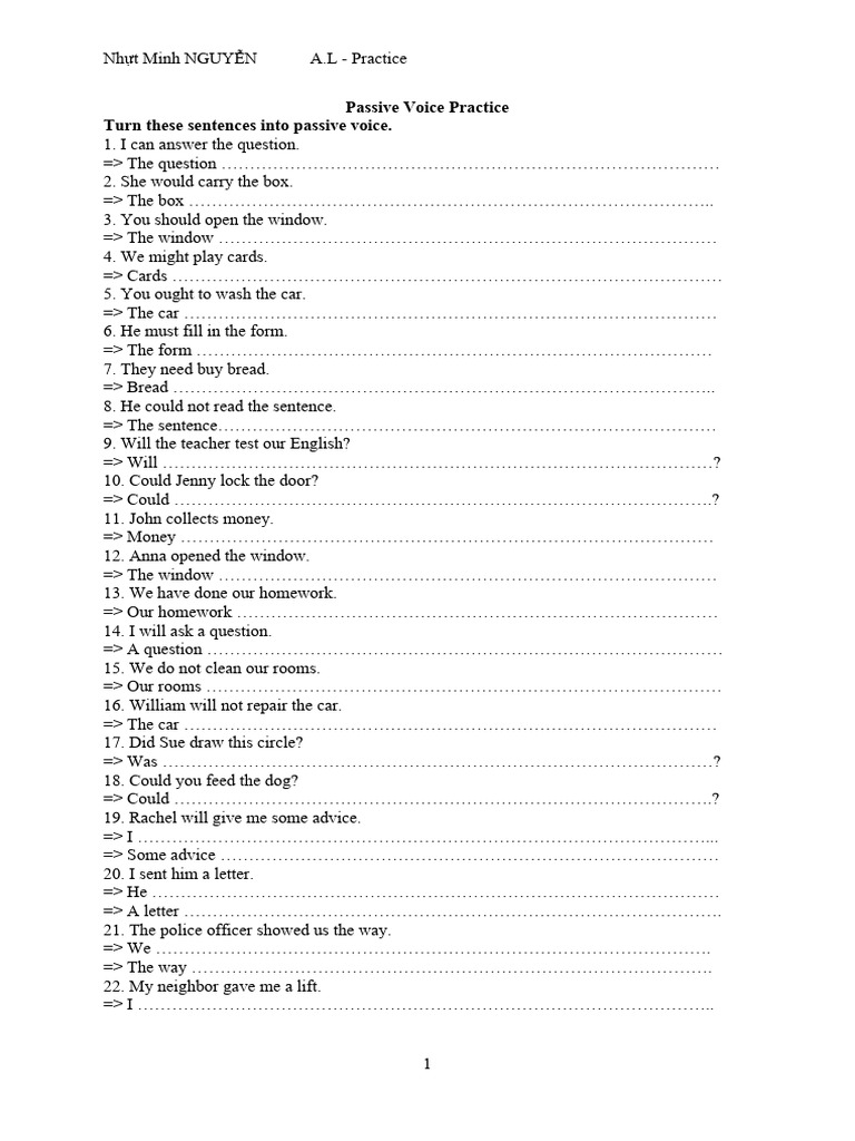 Passive Voice and Non-Finite Verbs Practice | PDF