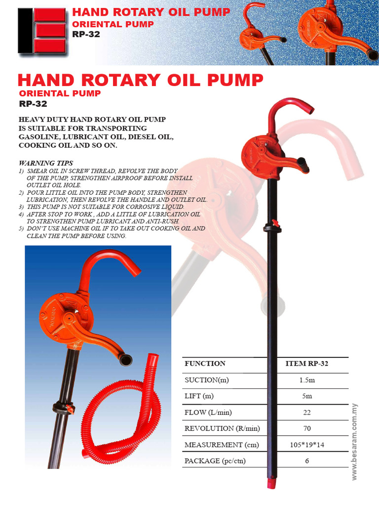 Hand Rotary Oil Pump RP-32 | PDF