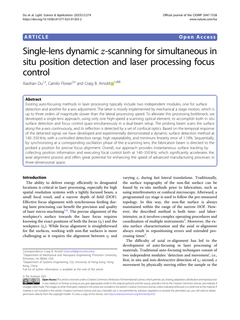 Single-Lens Dynamic Z-Scanning For Simultaneous in Situ Position ...