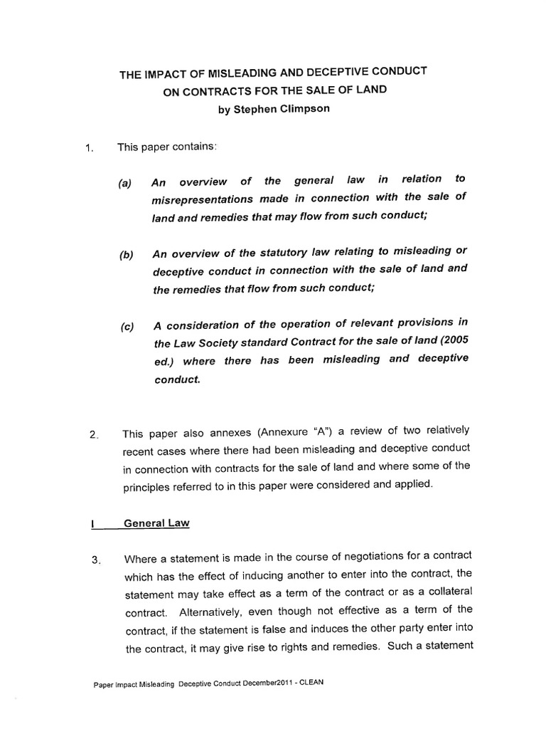 Paper Impact Misleading Deceptive Conduct - 7dec2011 | PDF