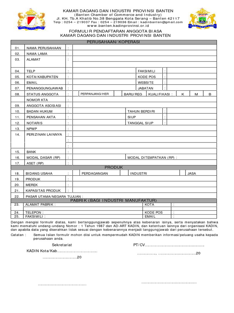 Formulir KTA-B (Terbaru) | PDF