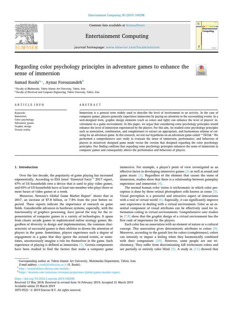 Regarding Color Psychology Principles in Adventure Games To Enhance The ...