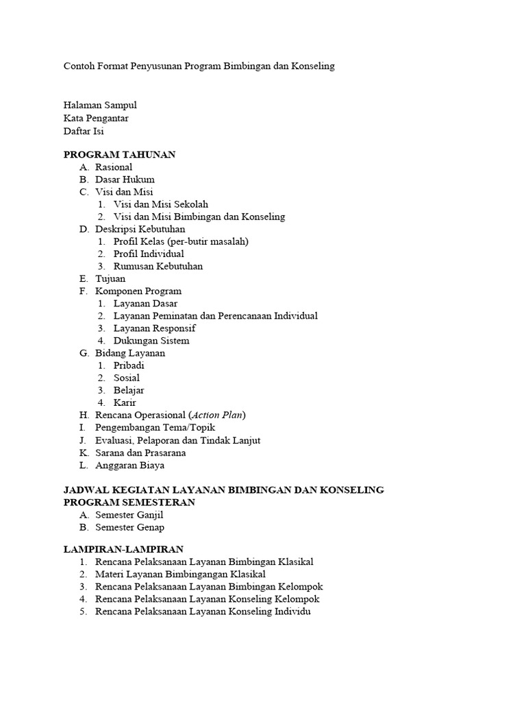 Format Penyusunan Program Bimbingan Dan Konseling | PDF