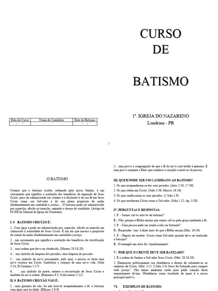 Curso de Batismo | PDF | Batismo | Jesus