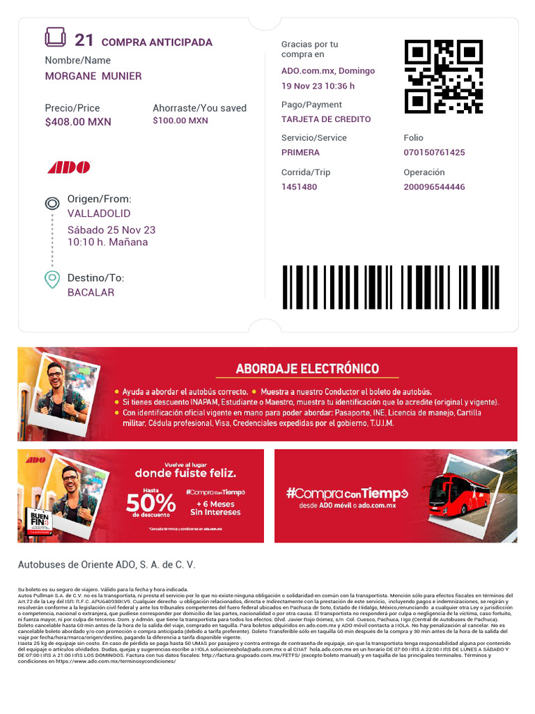 Tu Boleto ADO | PDF