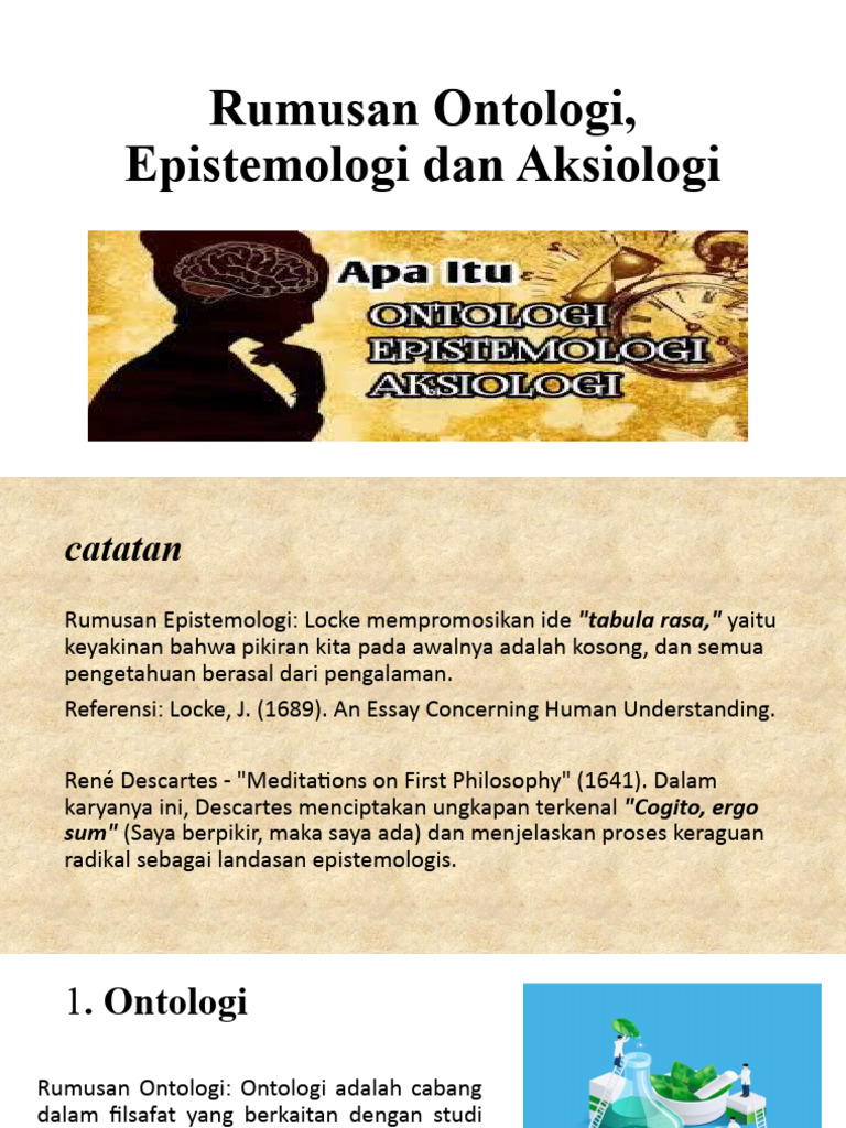 Rumusan Ontologi, Epistemologi Dan Aksiologi | PDF | Ilmu Sosial | Filsafat