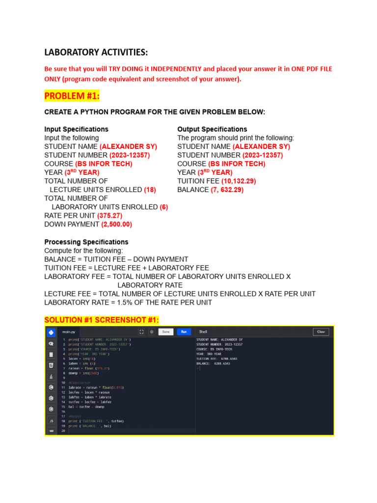 4 Laboratory Activities | PDF | Tax Deduction | Taxes