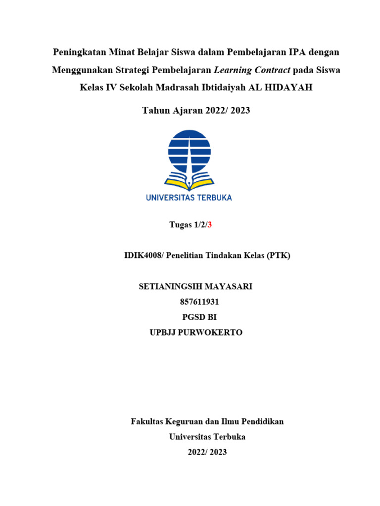Tugas 3 Proposal PTK | PDF | Karier & Perkembangan