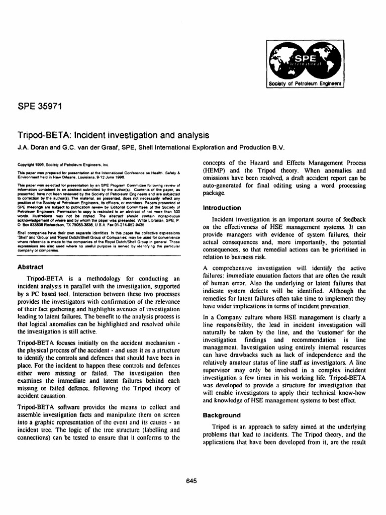 Tripod-BETA: Incident Analysis Method | PDF | Risk | Hazards