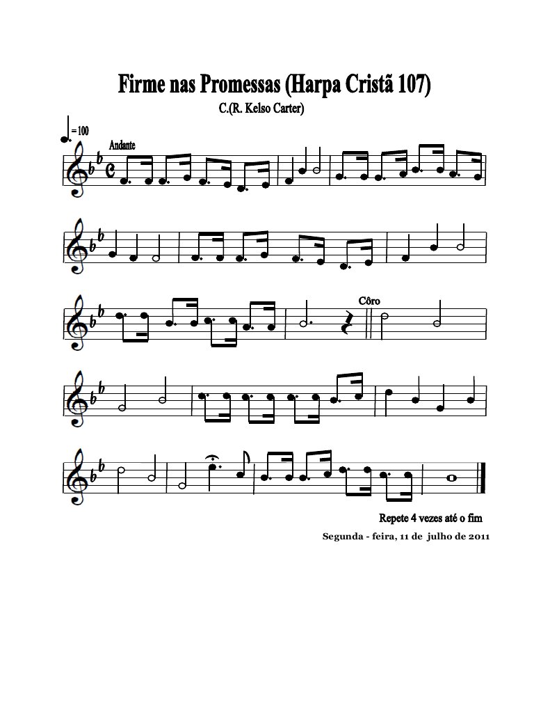 Partituras Harpa Cristã Hino 107 | PDF