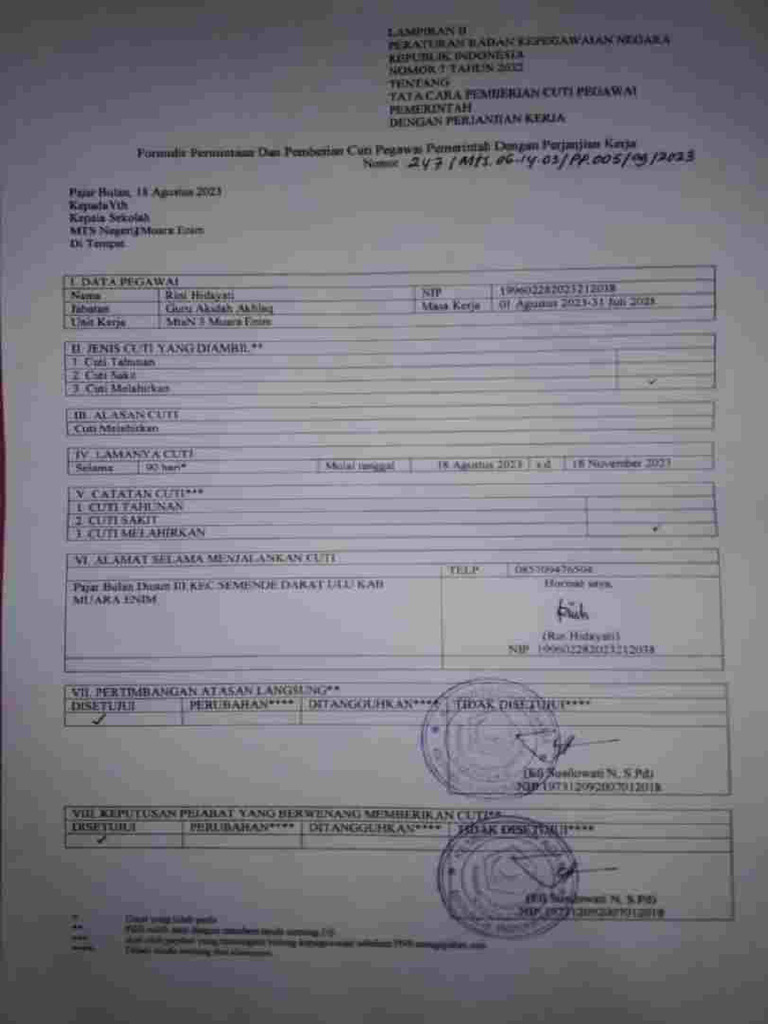 Surat Keterangan Cuti Melahirkan-Dikompresi - 11zon | PDF