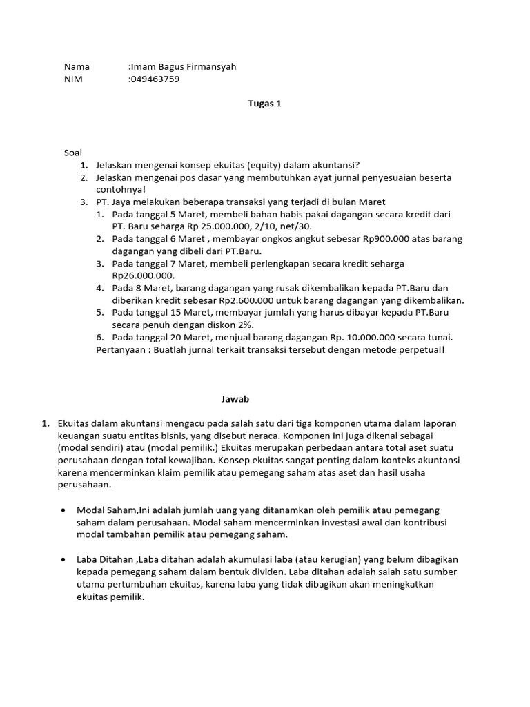 Tgs 1 PNGNTR Akutansi | PDF