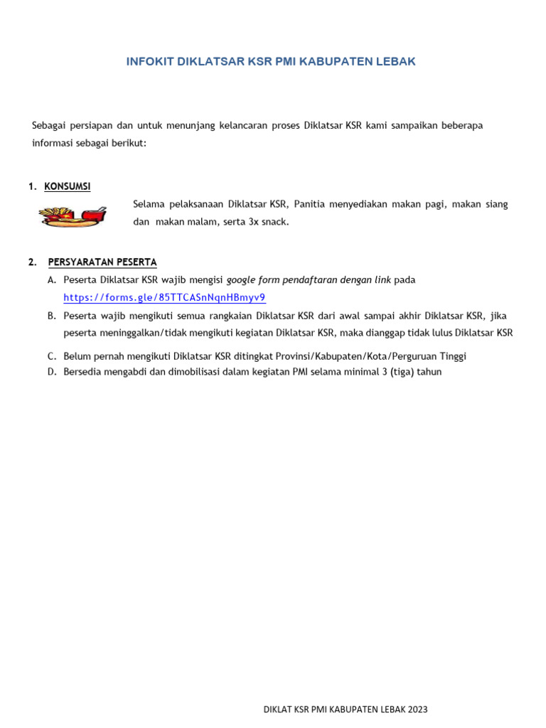 Infokit DIKLATSAR KSR 2023 | PDF