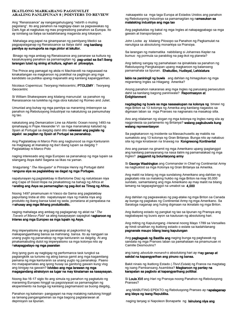 Reviewer Ap8 3RD Quarter | PDF