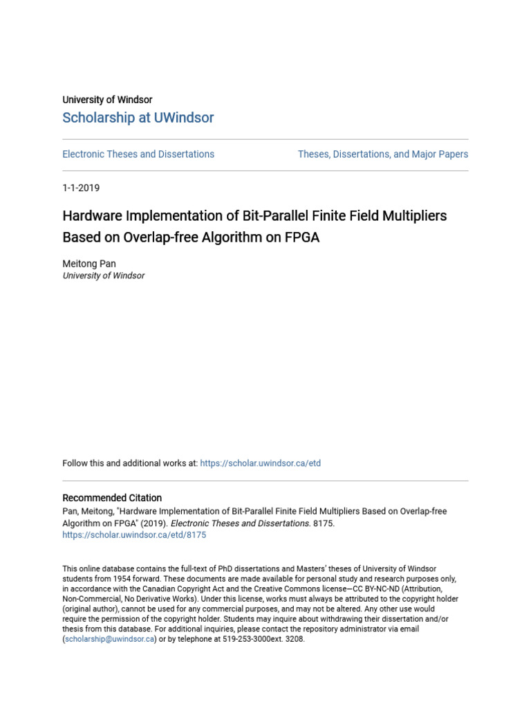 Hardware Implementation of Bit-Parallel Finite Field Multipliers | PDF | Public Key Cryptography ...