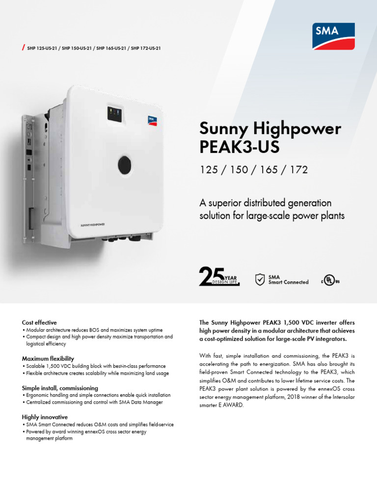 SMA-Sunny Highpower Peak3 | PDF | Alternating Current | Energy Technology