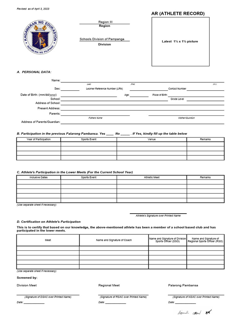 Athletes Record | PDF
