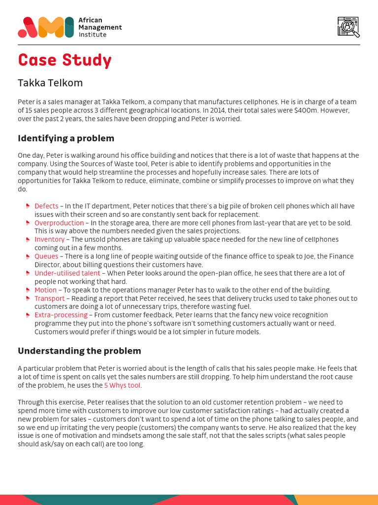 Case Study - Problem Solving - Takka Telkom - 89 | PDF | Mobile Phones | Business