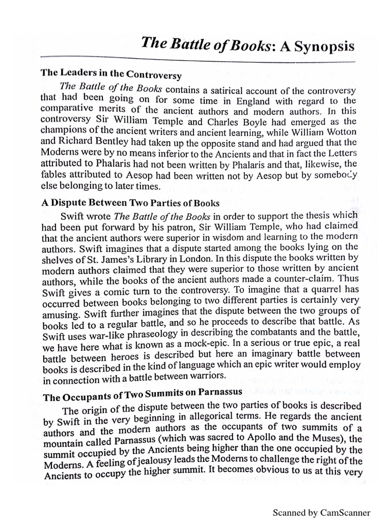 Summary of The Battle of the Books | PDF