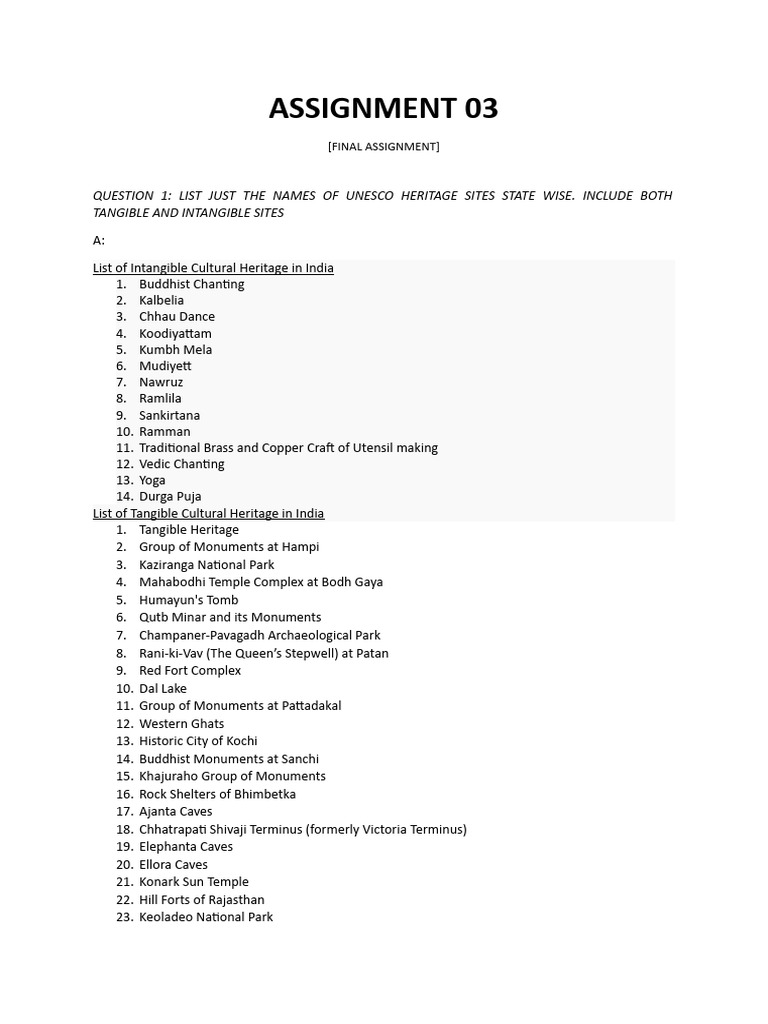 Assignment 03 | PDF | Tourism | World Heritage Site
