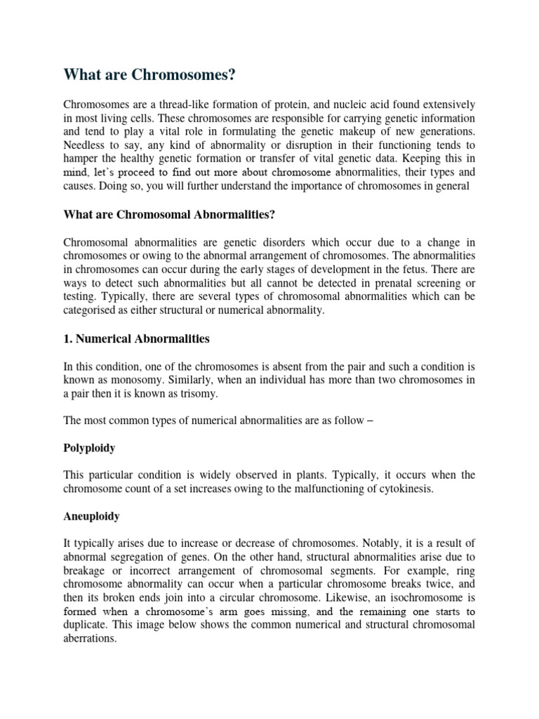 Chromosomes and Genetic Disorders | PDF | Chromosome | Genetic Disorder