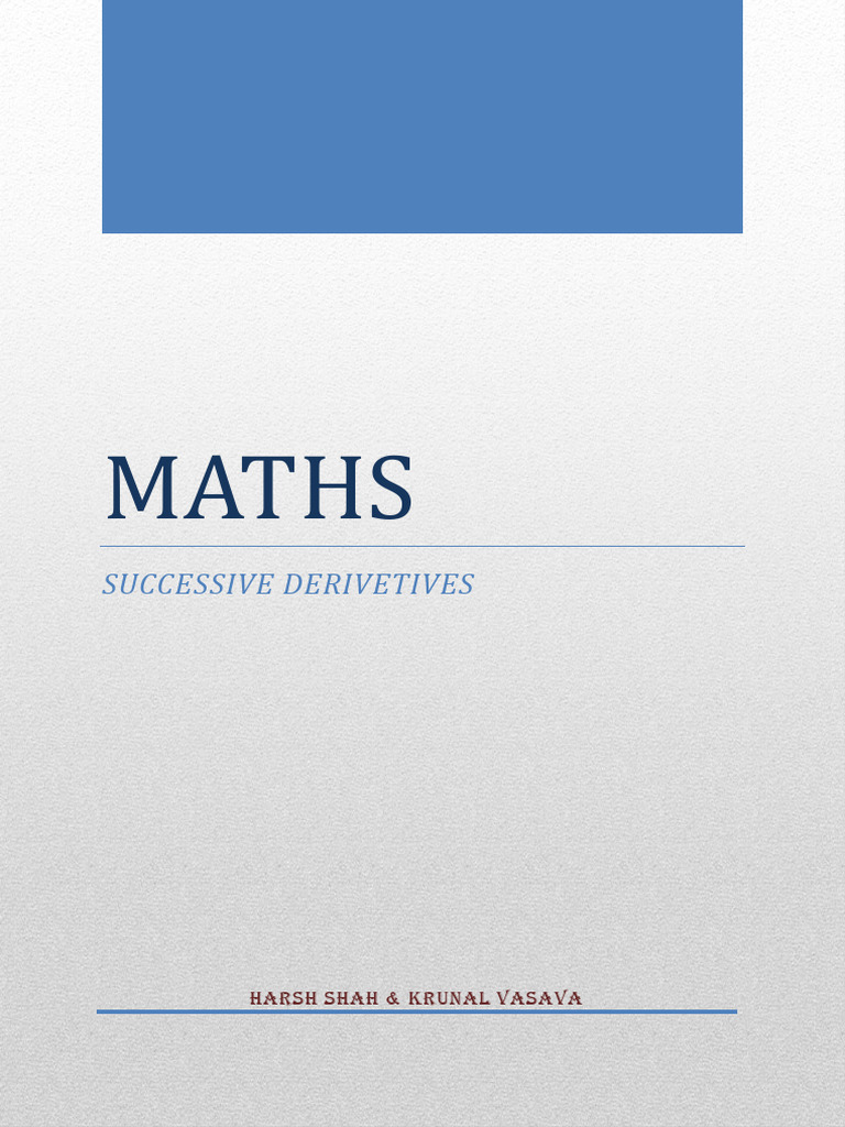 Successive Derivatives PDF | PDF