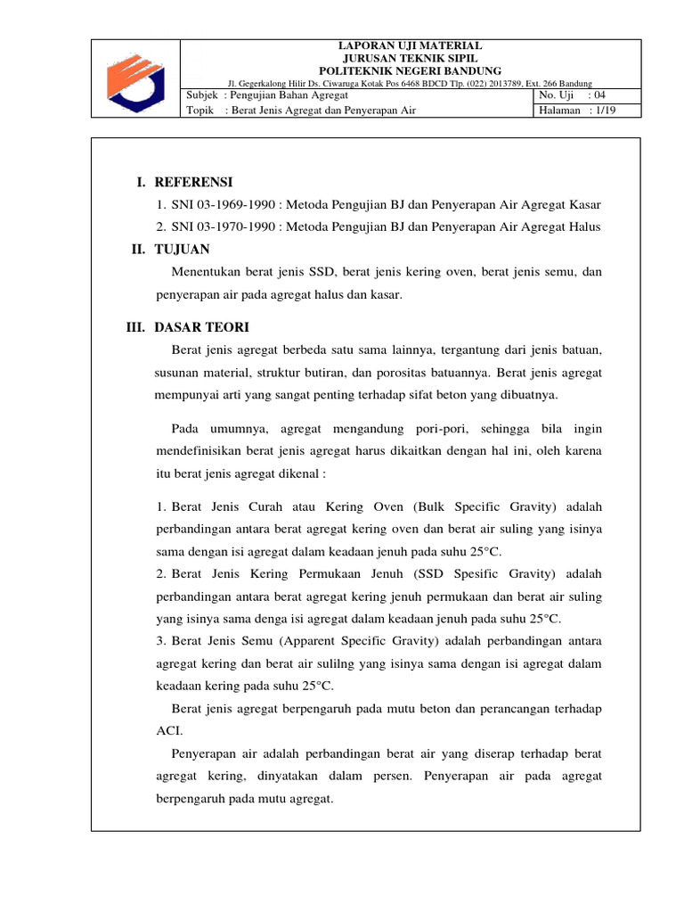 Uji Berat Jenis dan Penyerapan Agregat | PDF