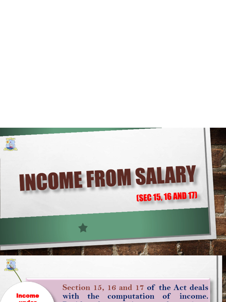 Salary Income Computation Guide | PDF | Salary | Employee Benefits