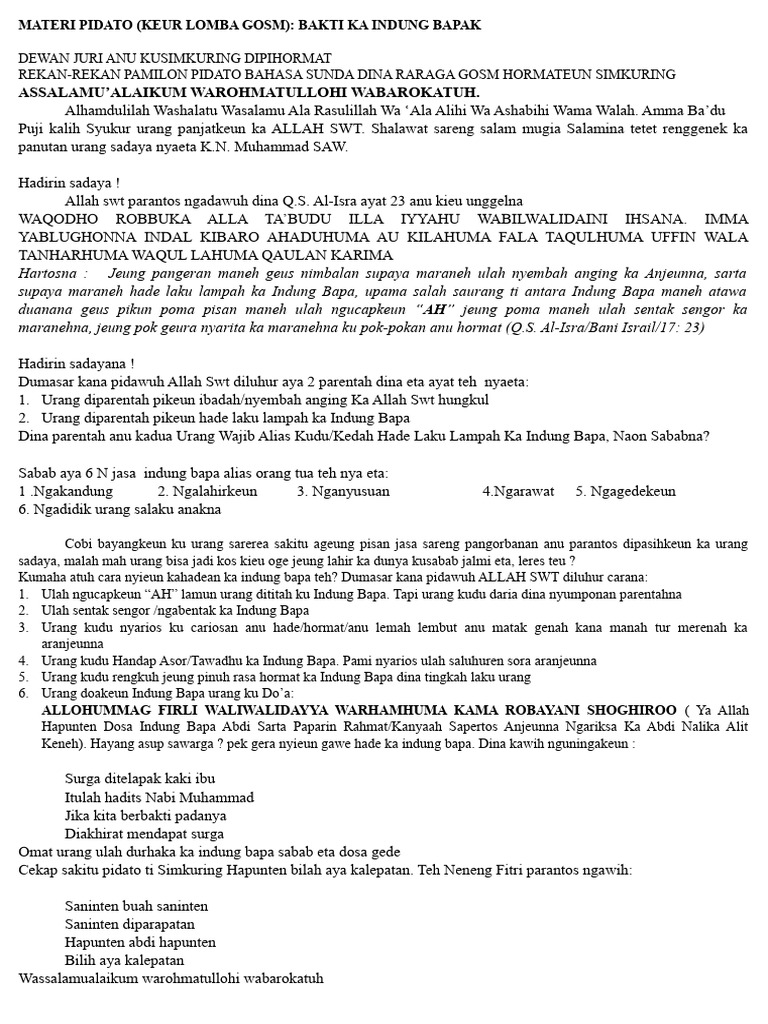 Materi Pidato B.sunda (Bahan Gosm) | PDF