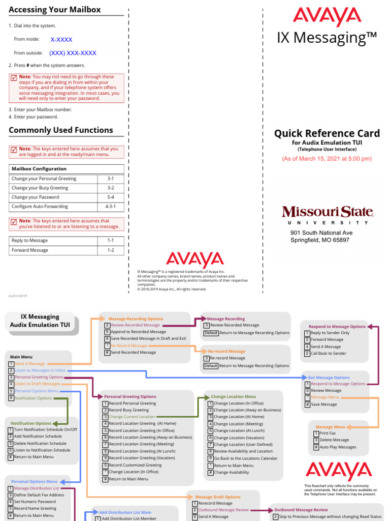 Avaya IX Messaging Quick Ref | Download Free PDF | Menu (Computing ...