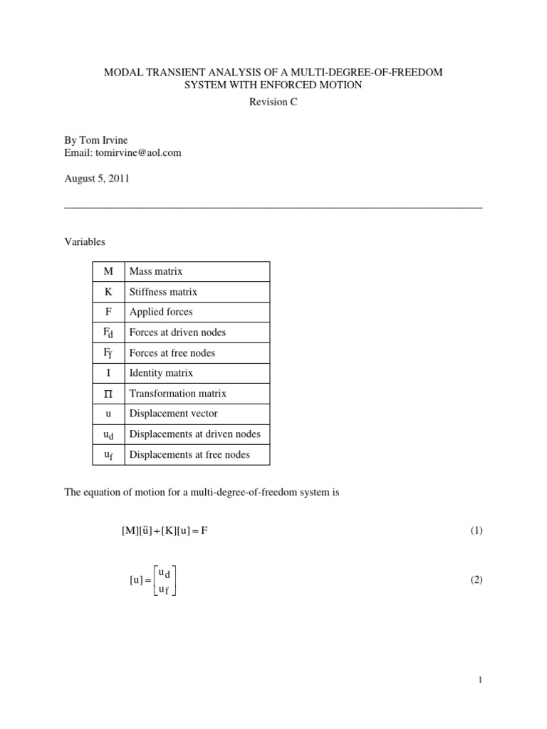 Modal Enforced Motion | PDF | Matrix (Mathematics) | Mode (Statistics)