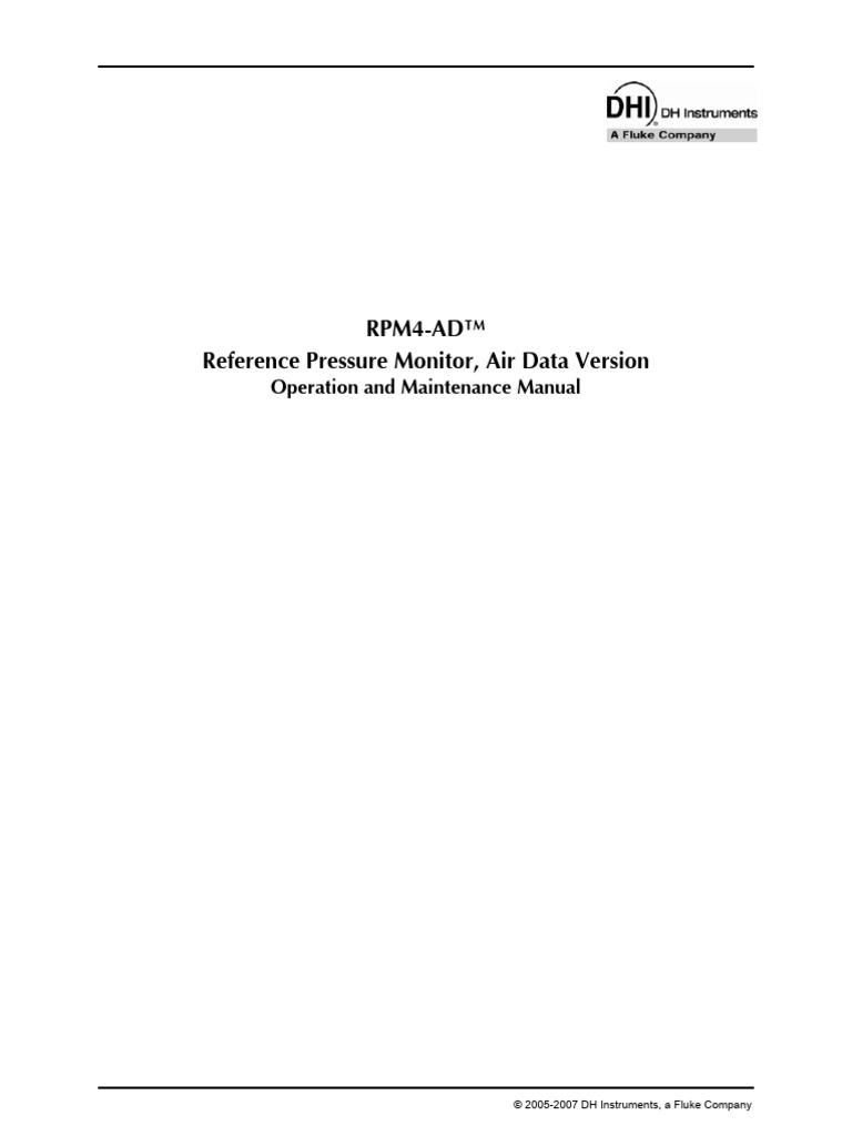 RPM4-AD™ Reference Pressure Monitor, Air Data Version: Operation and ...