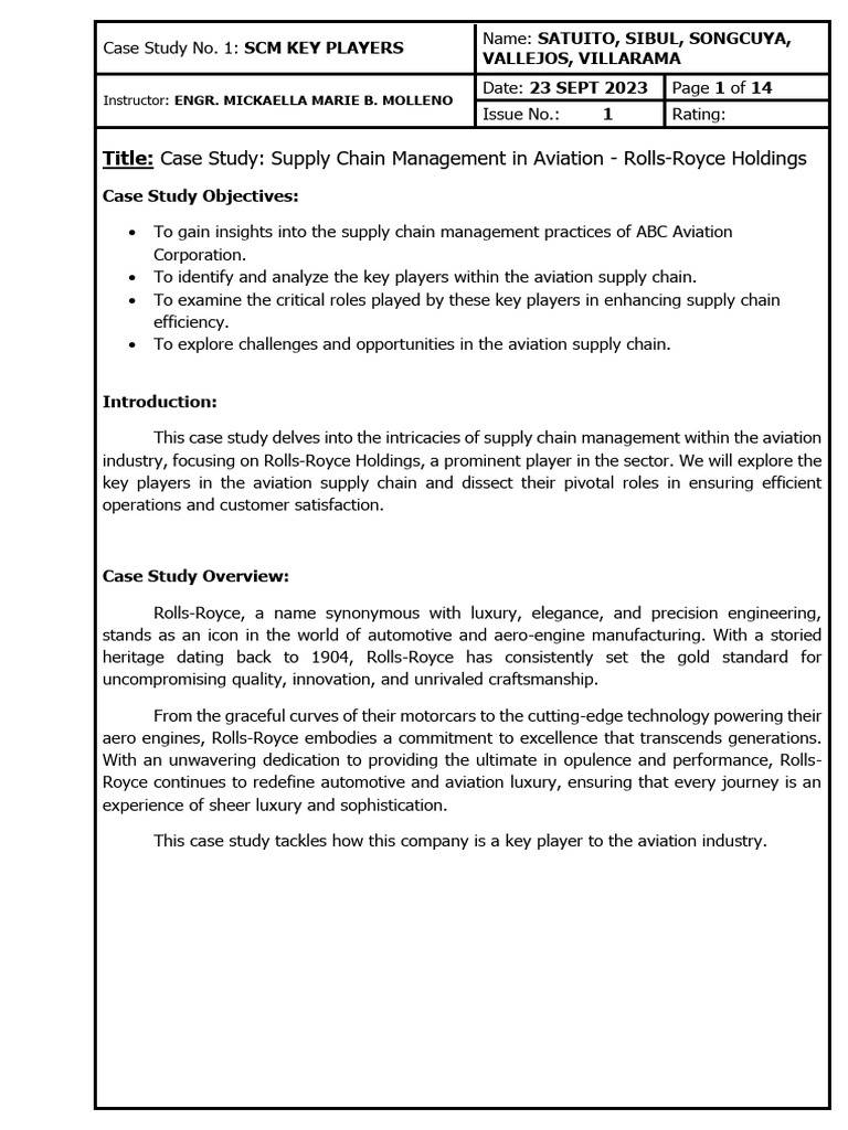 Case Study No. 1 - GRP 7 | PDF | Supply Chain | Supply Chain Management