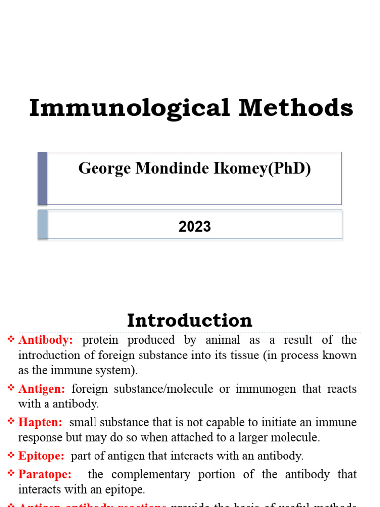 Lecture 7 Immunological Methods | PDF | Immunoassay | Immune System