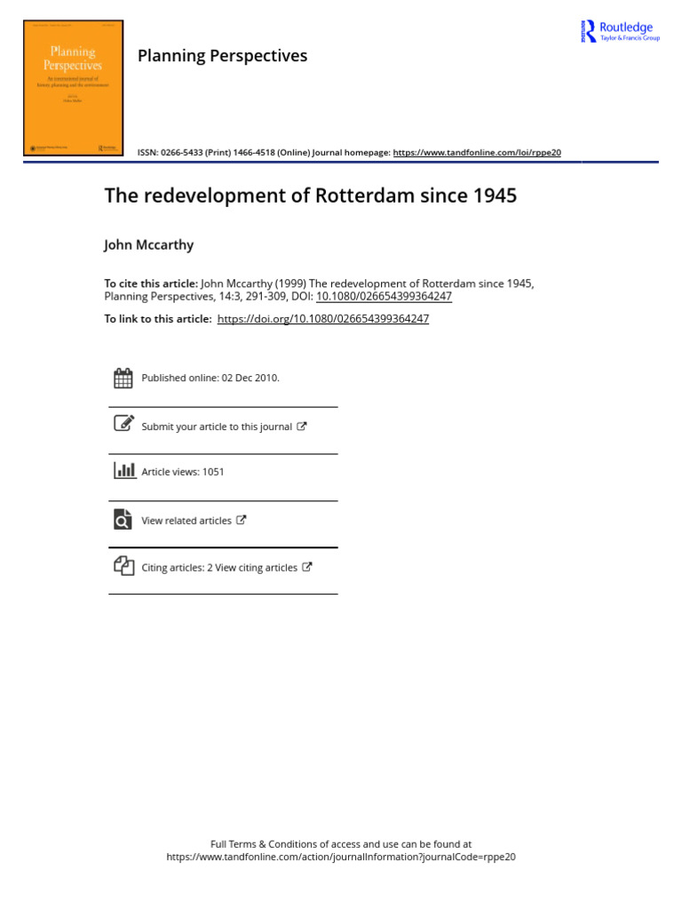 The Redevelopment of Rotterdam Since 1945 | PDF | Urban Renewal | Policy