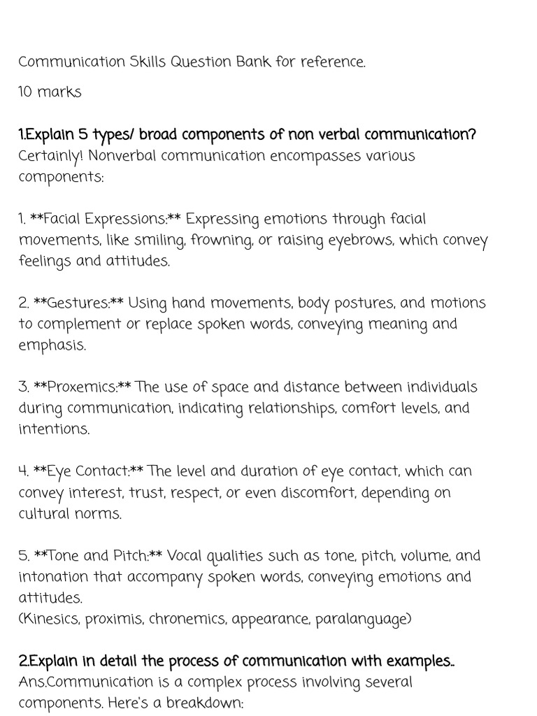 Cs Question Bank | PDF | Communication | Nonverbal Communication