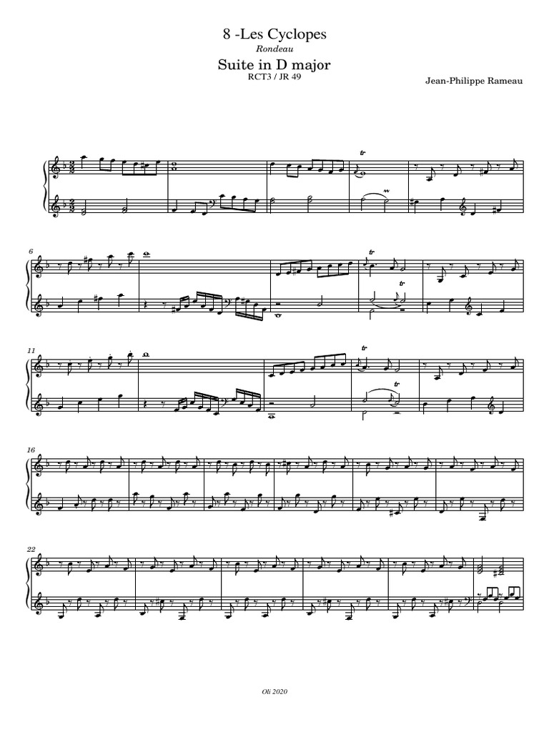 Rameau Jean-Philippe Suite in D Major - 8-Les Cyclopes | PDF