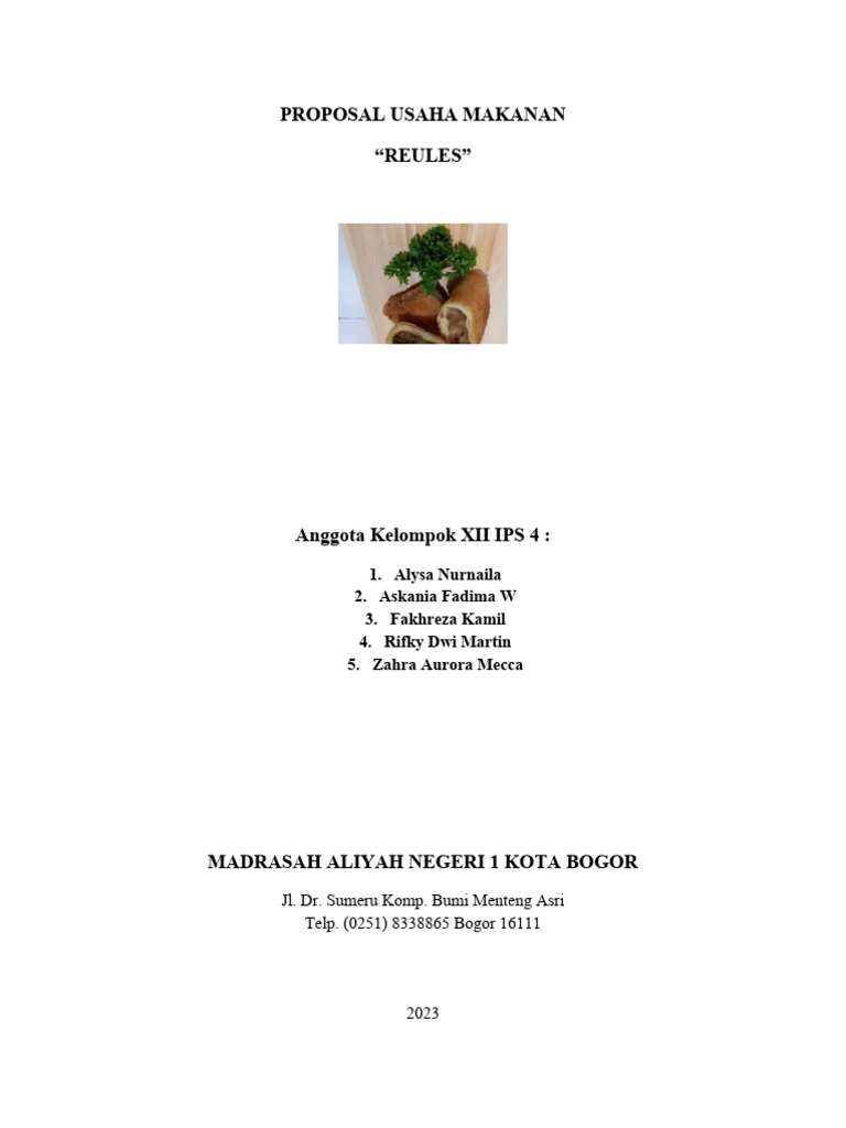 Be, Um Selesai Proposal Usaha Makanan | PDF